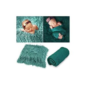 ZHANGLI 2PCS Newborn Baby Photography Props, Baby Photography Blanket & Wrap Set, Infant Soft Faux Fur Photography Backdrops Mat Rug for Baby Boys Girls