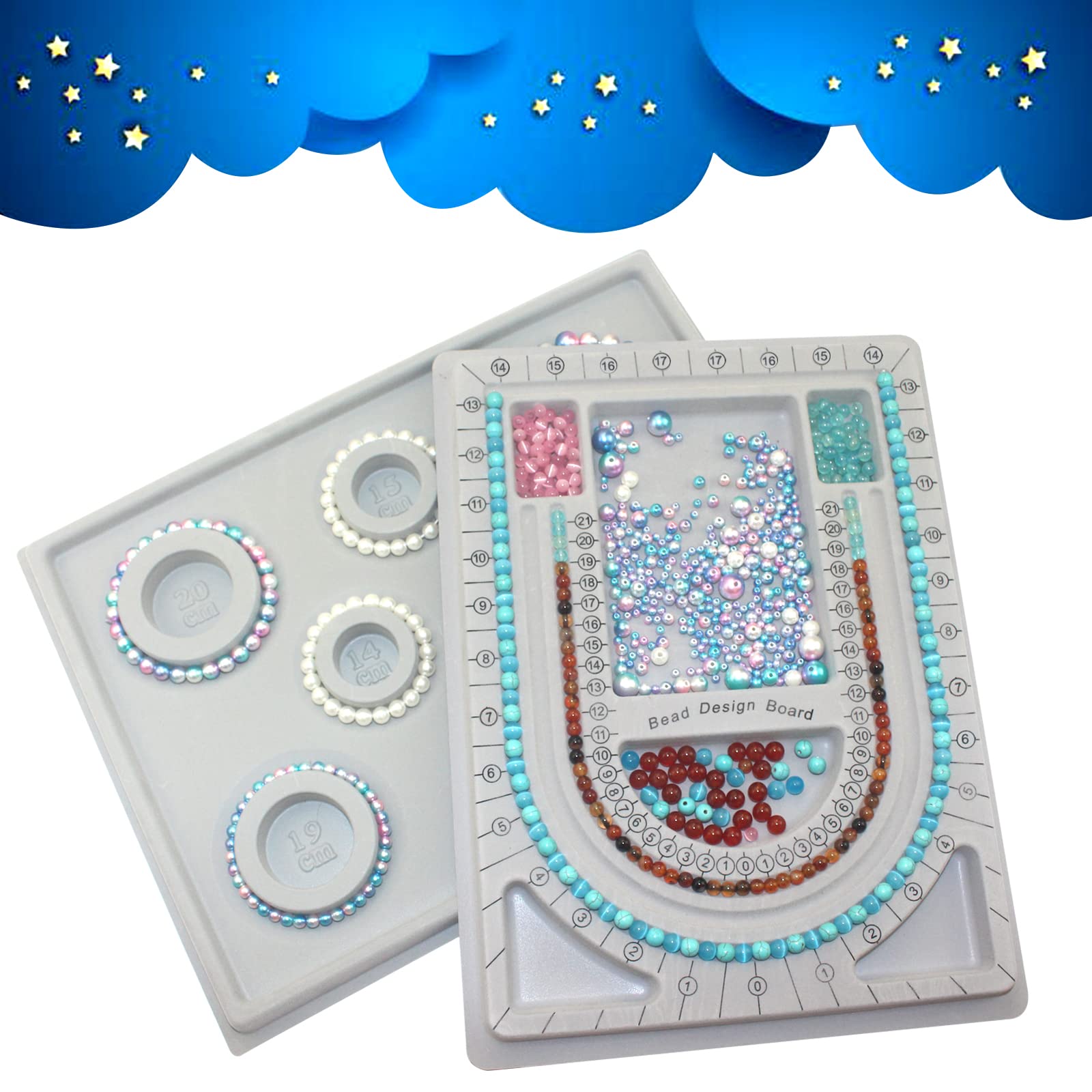 Chistepper 2 Pieces Beading Boards Bead Design Trays Necklace Bracelet Beading Jewelry Design Mats for DIY Jewelry Making