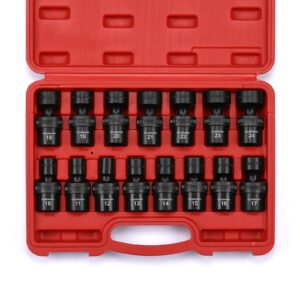 CASOMAN 15 PCS 1/2" Drive Standard Universal Impact Socket Set, 6 Point, Metric,10-24mm