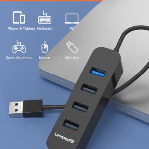 Upgrow USB 3.0 Hub 4-Port USB Hub with 5 Gbps USB Splitter for Laptop MacBook Mac Pro Mac Mini iMac Surface Pro XPS PC Flash Drive Mobile HDD-Black