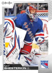 2020-21 o-pee-chee hockey #194 igor shesterkin new york rangers official nhl trading card from the upper deck company