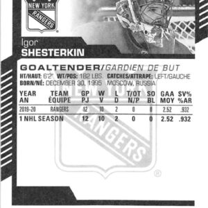 2020-21 O-Pee-Chee Hockey #194 Igor Shesterkin New York Rangers Official NHL Trading Card From The Upper Deck Company