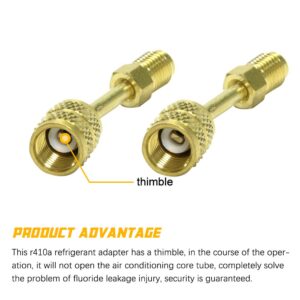 R410A Adapter 5/16 Inch SAE Female and 1/4 Inch Male Quick Coupler Angled Charging Vacuum Adapter R410A Connector with Thimble Mini Split System