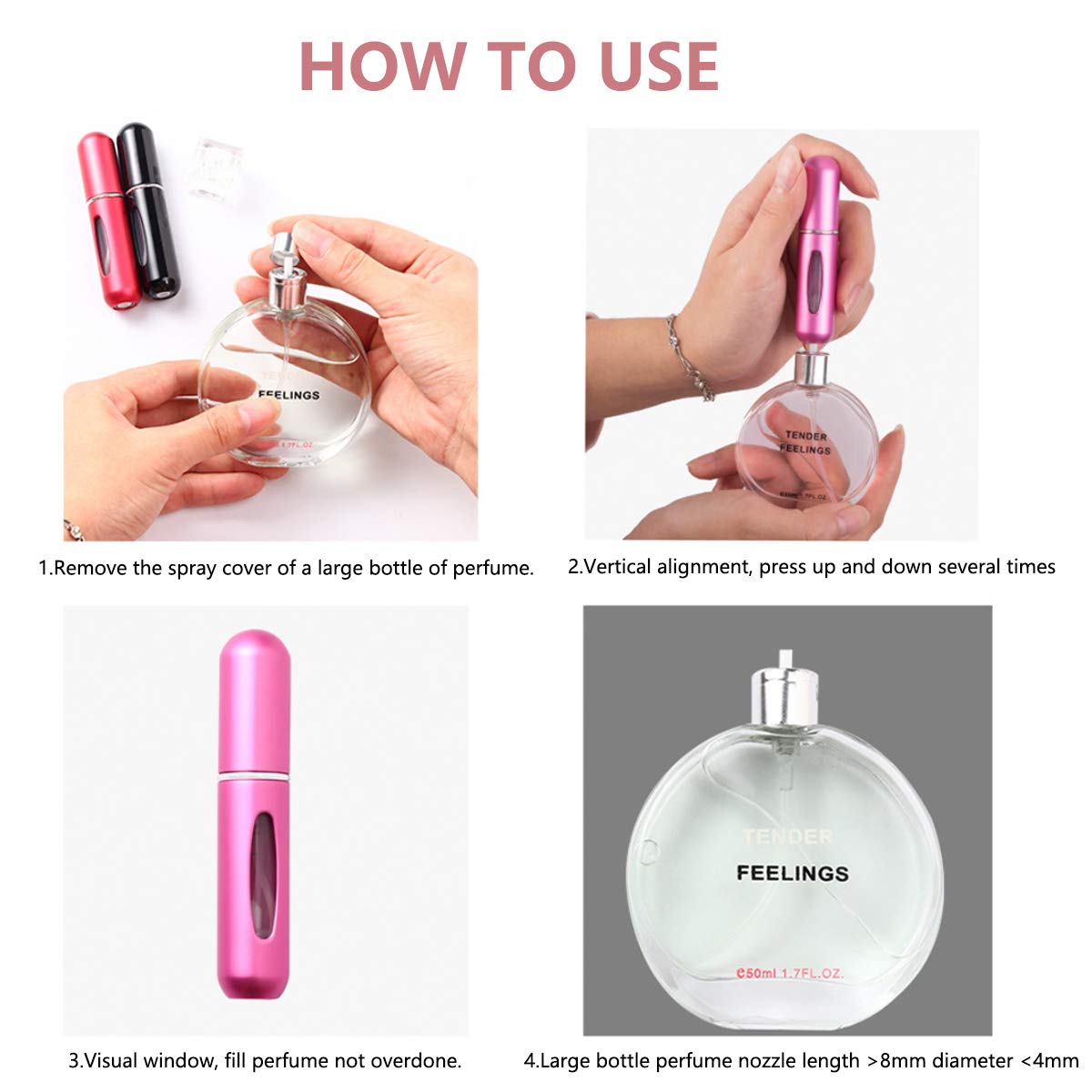 DFsucces Portable Mini Refillable Perfume Empty Spray Bottle,Scent Pump Case，Refillable Perfume Spray,Multicolor Atomizer Perfume Bottle,for Traveling and Outgoing （3 Pcs Pack of 5ml）