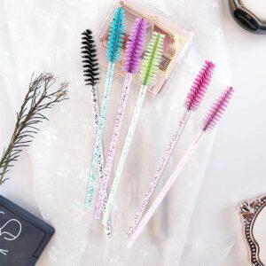 Elisel 300 PCS Disposable Mascara Brushes Crystal Eyelash Brushes Mascara Wands Applicator Eyelash Extensions Makeup Tools Eyebrow Brush (Crystal multicolor)