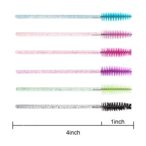 Elisel 300 PCS Disposable Mascara Brushes Crystal Eyelash Brushes Mascara Wands Applicator Eyelash Extensions Makeup Tools Eyebrow Brush (Crystal multicolor)