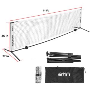 A11N Portable Pickleball Net for Driveway - Half Court Size, 11ft Net for Pickleball, Kids Tennis, Soccer Tennis