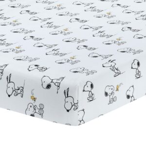 lambs & ivy classic snoopy 100% cotton white/black fitted baby crib sheet