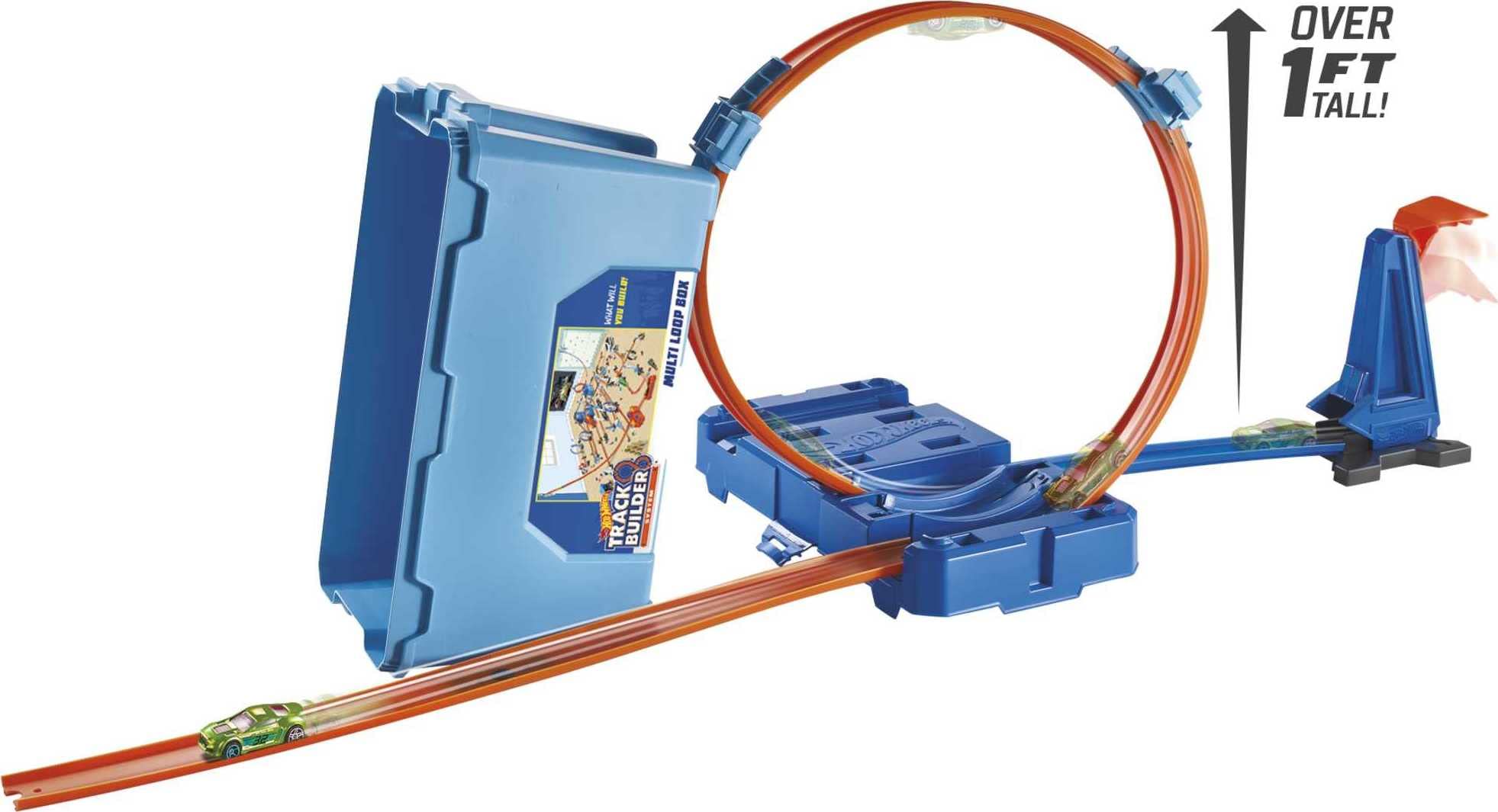 Hot Wheels Track Builder Multi Loop Box Ultimate Storage 10 Feet of Track, Connectors, Launcher, Diecast Car, Portable Ages 4 and Above