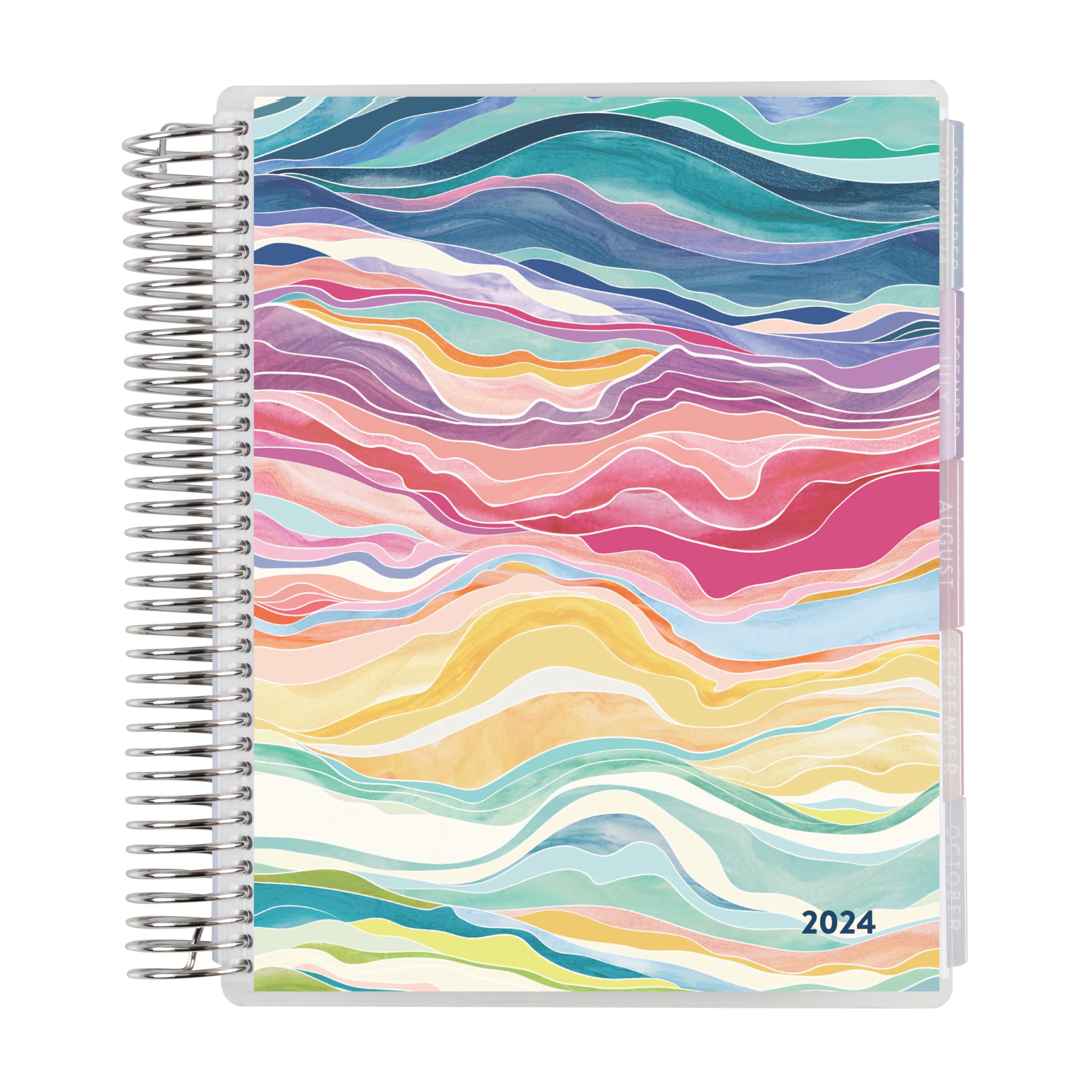 Erin Condren 7x9 Coiled Life Planner (January 2024 - December 2024) - 2024 Layers Colorful Classic Cover, Hourly Layout, Inspire Theme, Platinum Coil