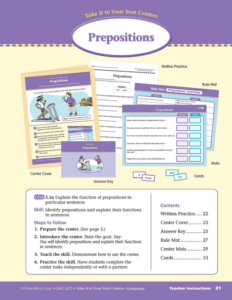 prepositions (take it to your seat centers common core language)