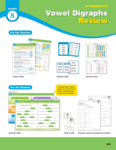 center 08 vowel digraphs review (phonics intervention centers)