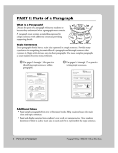 parts of a paragraph big idea & topic sentence