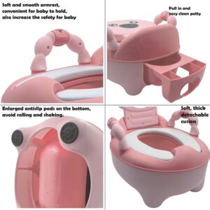 HTTMT- Baby Kids Pink Bear Portable Potty Training Toilet Seat With Pad Toddler Lovely Toilet Comfortable Soft Seat Stool Chair [P/N: ET-BABY003-PINK]