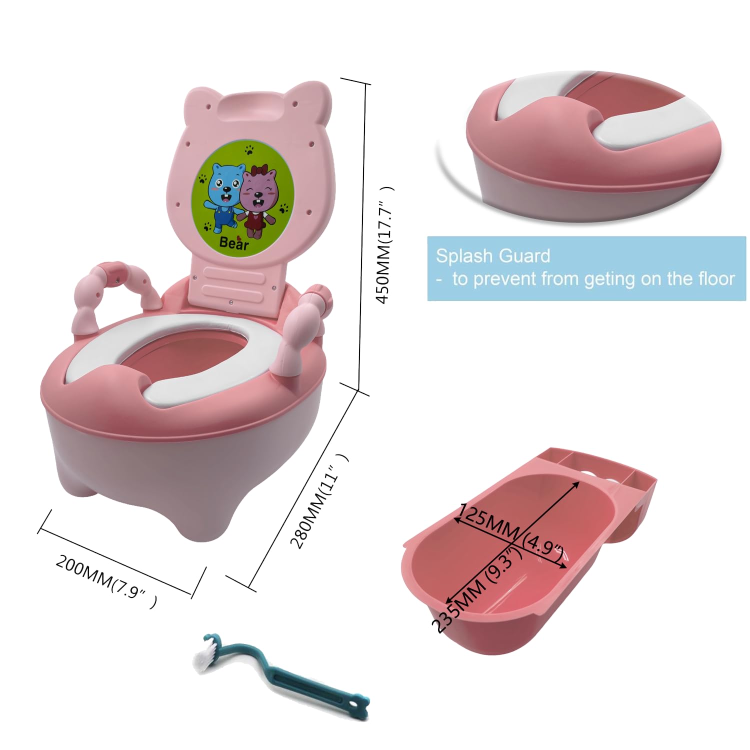 HTTMT- Baby Kids Pink Bear Portable Potty Training Toilet Seat With Pad Toddler Lovely Toilet Comfortable Soft Seat Stool Chair [P/N: ET-BABY003-PINK]