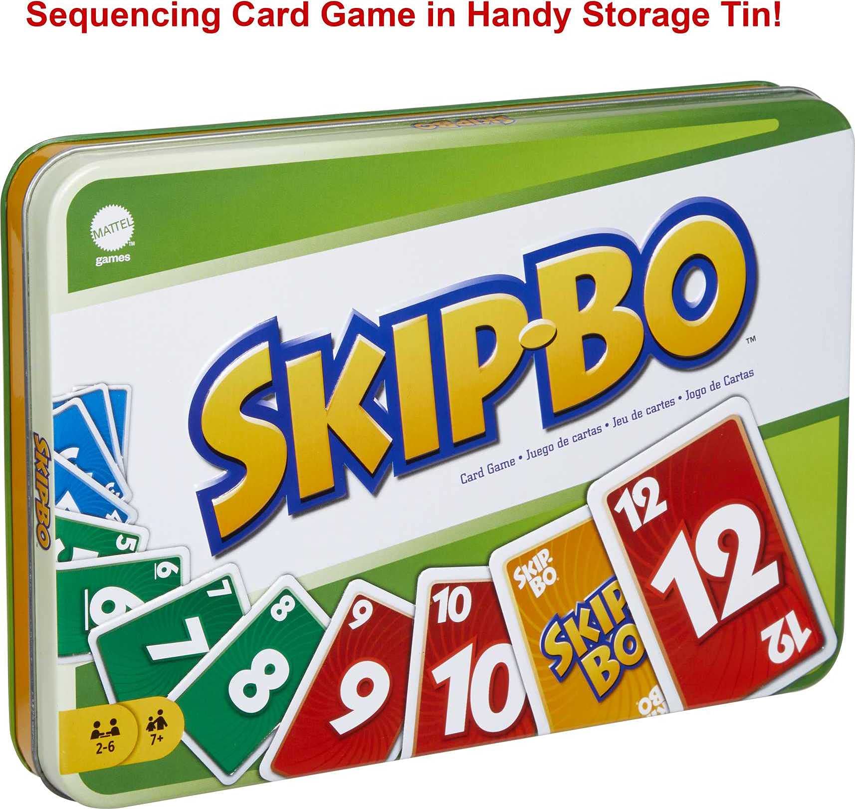 Mattel Games Skip-Bo Card Game for Kids, Adults & Family Night, Travel Game in Collectible Storage Tin for 2-6 Players (Amazon Exclusive)