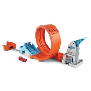 Hot Wheels Toy Car Track Set Loop Stunt Champion, Dual-Track Loop with Dual-Launcher, Includes 1:64 Scale Toy Car