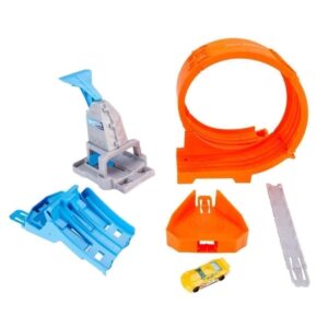 Hot Wheels Toy Car Track Set Loop Stunt Champion, Dual-Track Loop with Dual-Launcher, Includes 1:64 Scale Toy Car