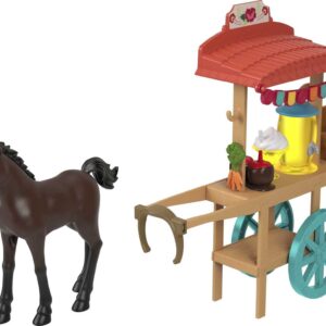 Mattel Spirit Untamed Miradero Snack Cart with Rolling Wheels, Canopy, 5-in Pony & Related Accessories, Great Gift for Ages 3 & Up , Pink