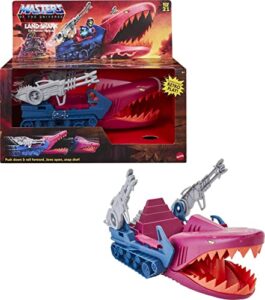 masters of the universe origins land shark vehicle, skeletor's iconic transportation for motu storytelling play and display, gift for kids age 6 years and older