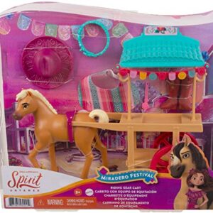 Mattel Spirit Untamed Miradero Riding Gear Cart with Rolling Wheels, Canopy, 5-in Pony & Related Accessories, Great Gift for Ages 3 & Up