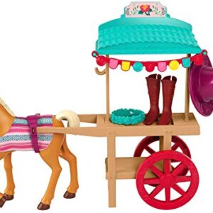 Mattel Spirit Untamed Miradero Riding Gear Cart with Rolling Wheels, Canopy, 5-in Pony & Related Accessories, Great Gift for Ages 3 & Up