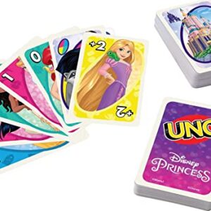 Mattel Games UNO Disney Princesses Card Game for Kids & Family, Themed Deck & Special Rule, 2-10 Players