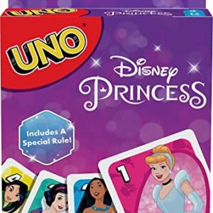 Mattel Games UNO Disney Princesses Card Game for Kids & Family, Themed Deck & Special Rule, 2-10 Players