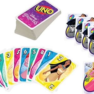 Mattel Games UNO Disney Princesses Card Game for Kids & Family, Themed Deck & Special Rule, 2-10 Players