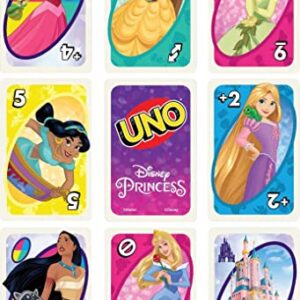 Mattel Games UNO Disney Princesses Card Game for Kids & Family, Themed Deck & Special Rule, 2-10 Players