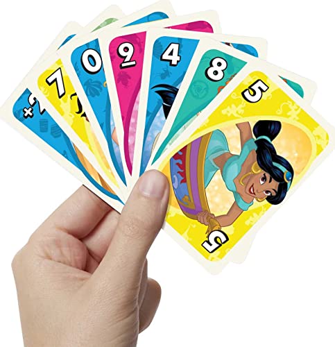 Mattel Games UNO Disney Princesses Card Game for Kids & Family, Themed Deck & Special Rule, 2-10 Players