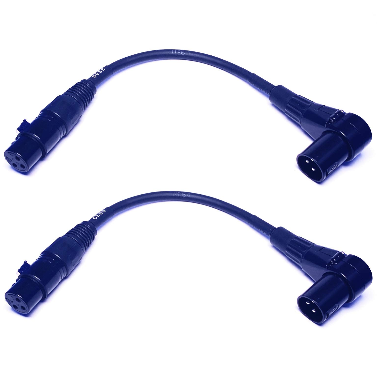 CESS-043 XLR Right-Angle Male to Straight Female Microphone Extension Cable, 2 Pack