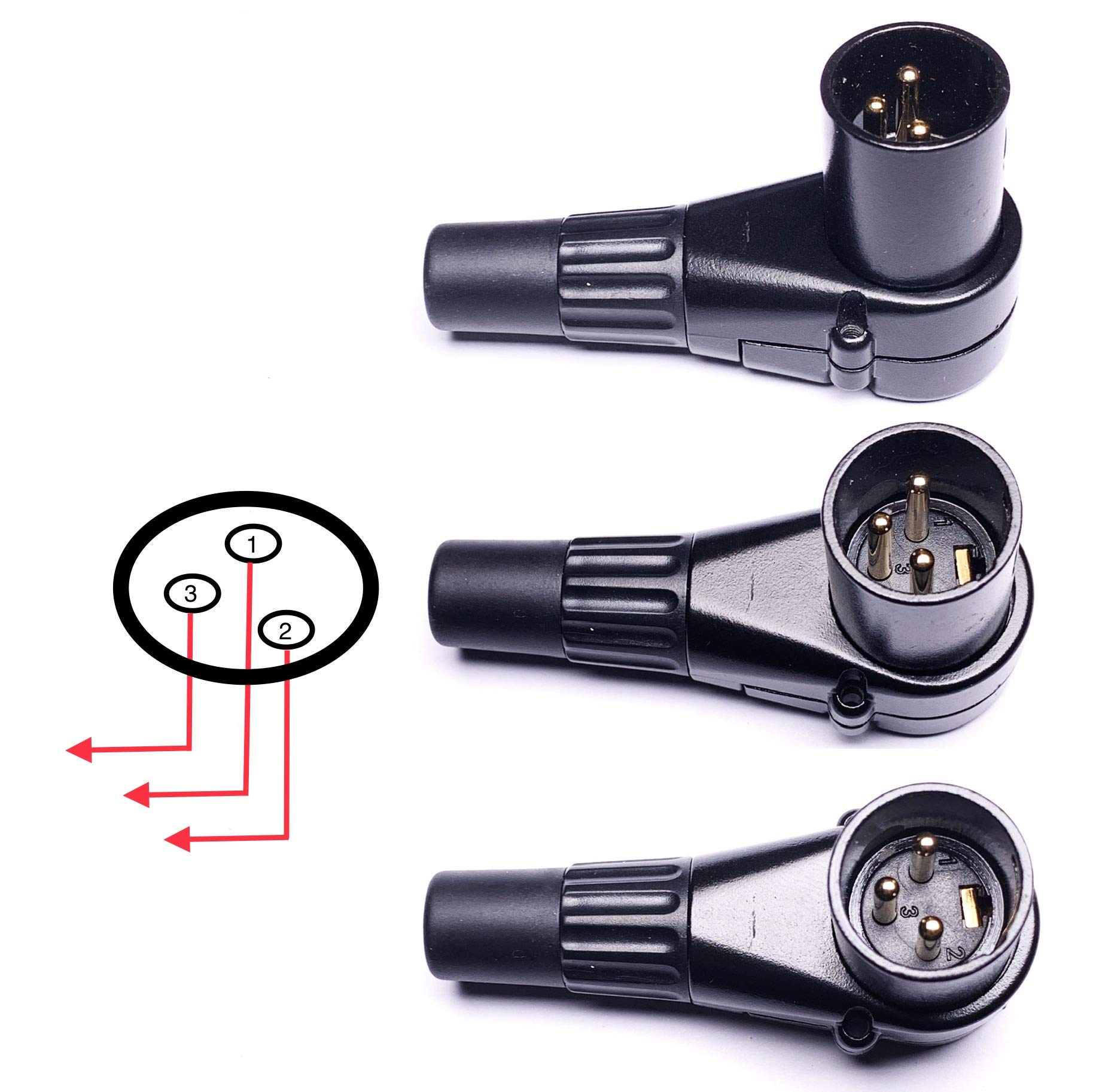 CESS-043 XLR Right-Angle Male to Straight Female Microphone Extension Cable, 2 Pack