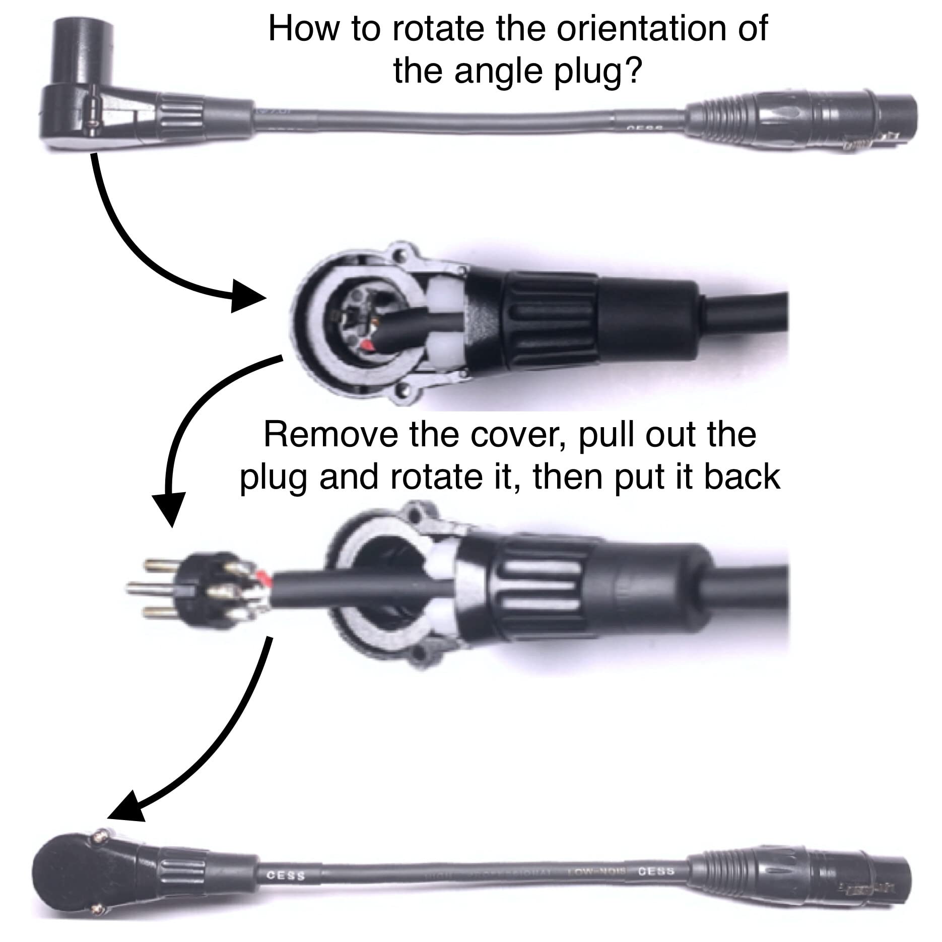 CESS-043 XLR Right-Angle Male to Straight Female Microphone Extension Cable, 2 Pack