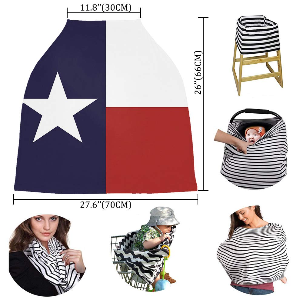 Nursing Covers for Breastfeeding All-in-1 Stretchy Breathable Carseat Canopy Western Decor Nursing Cover Up for Girls, Boys 26x27.6 inches Texas State Lone Star State Flag