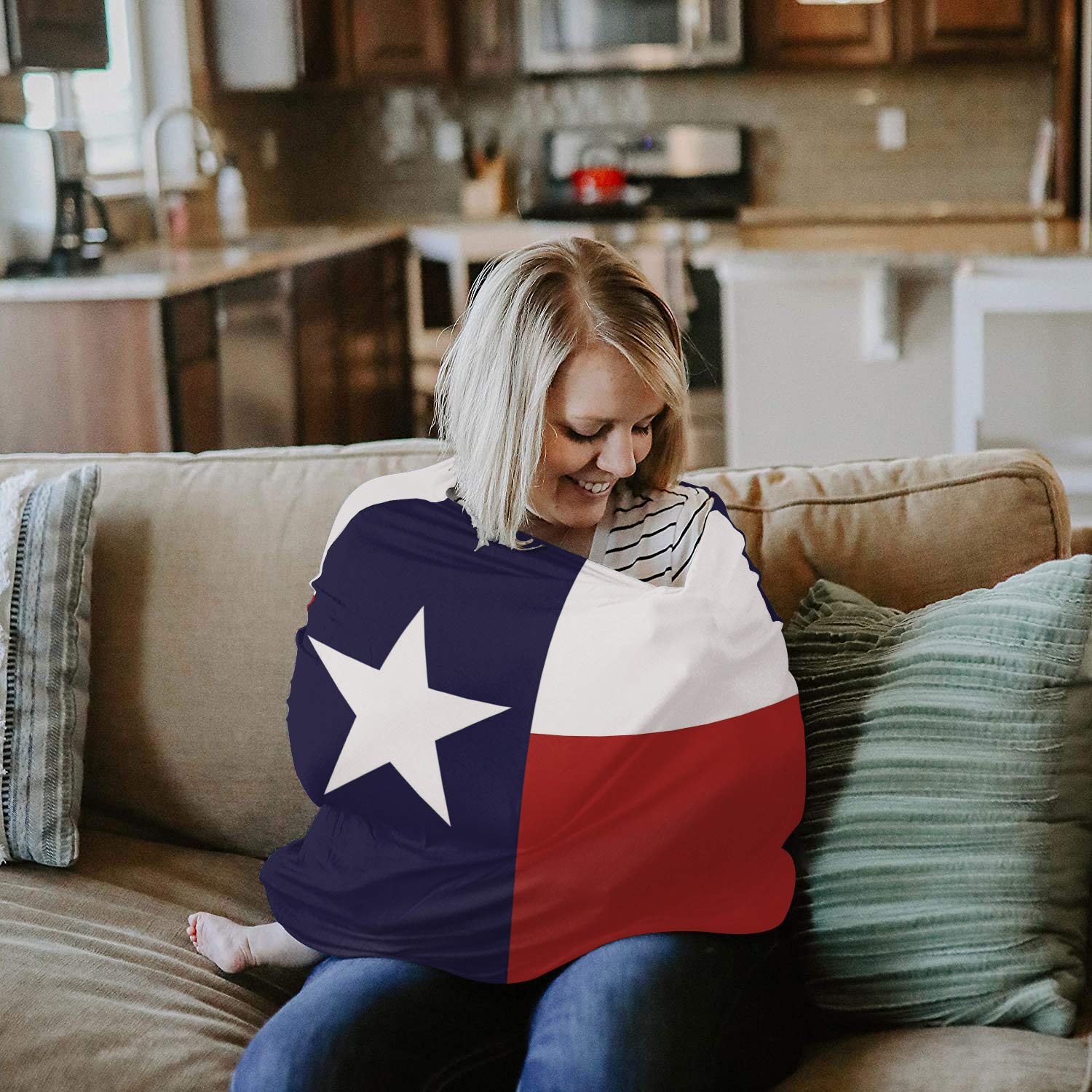 Nursing Covers for Breastfeeding All-in-1 Stretchy Breathable Carseat Canopy Western Decor Nursing Cover Up for Girls, Boys 26x27.6 inches Texas State Lone Star State Flag