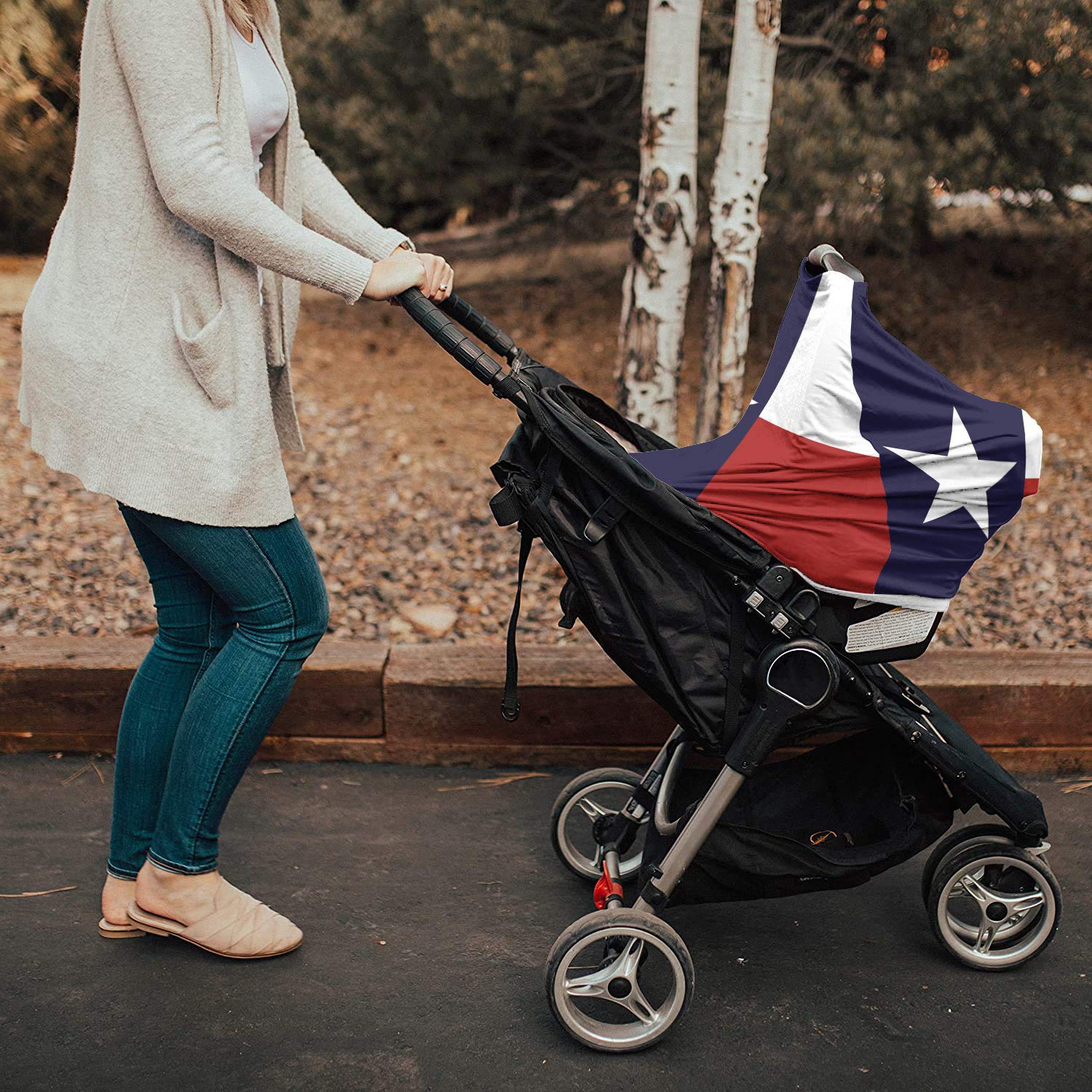 Nursing Covers for Breastfeeding All-in-1 Stretchy Breathable Carseat Canopy Western Decor Nursing Cover Up for Girls, Boys 26x27.6 inches Texas State Lone Star State Flag