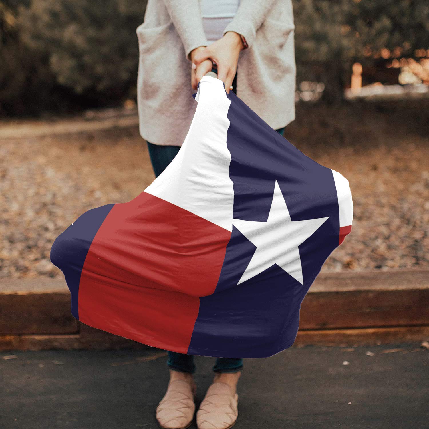 Nursing Covers for Breastfeeding All-in-1 Stretchy Breathable Carseat Canopy Western Decor Nursing Cover Up for Girls, Boys 26x27.6 inches Texas State Lone Star State Flag