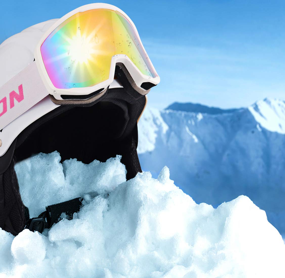 EXP VISION Ski/Snowboard Goggles for Men Women, OTG Snow Goggles Anti Fog UV Protection