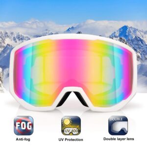 EXP VISION Ski/Snowboard Goggles for Men Women, OTG Snow Goggles Anti Fog UV Protection