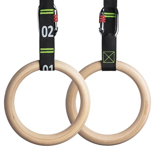 awegym Gymnastic Rings with Adjustable Straps, 1.1" Olympic Rings, Calisthenics Rings Equipment, Gym Rings with Straps for Home Workout, Outdoor Exercise Rings, Crossfit Pull Up Row Dip Ring Training