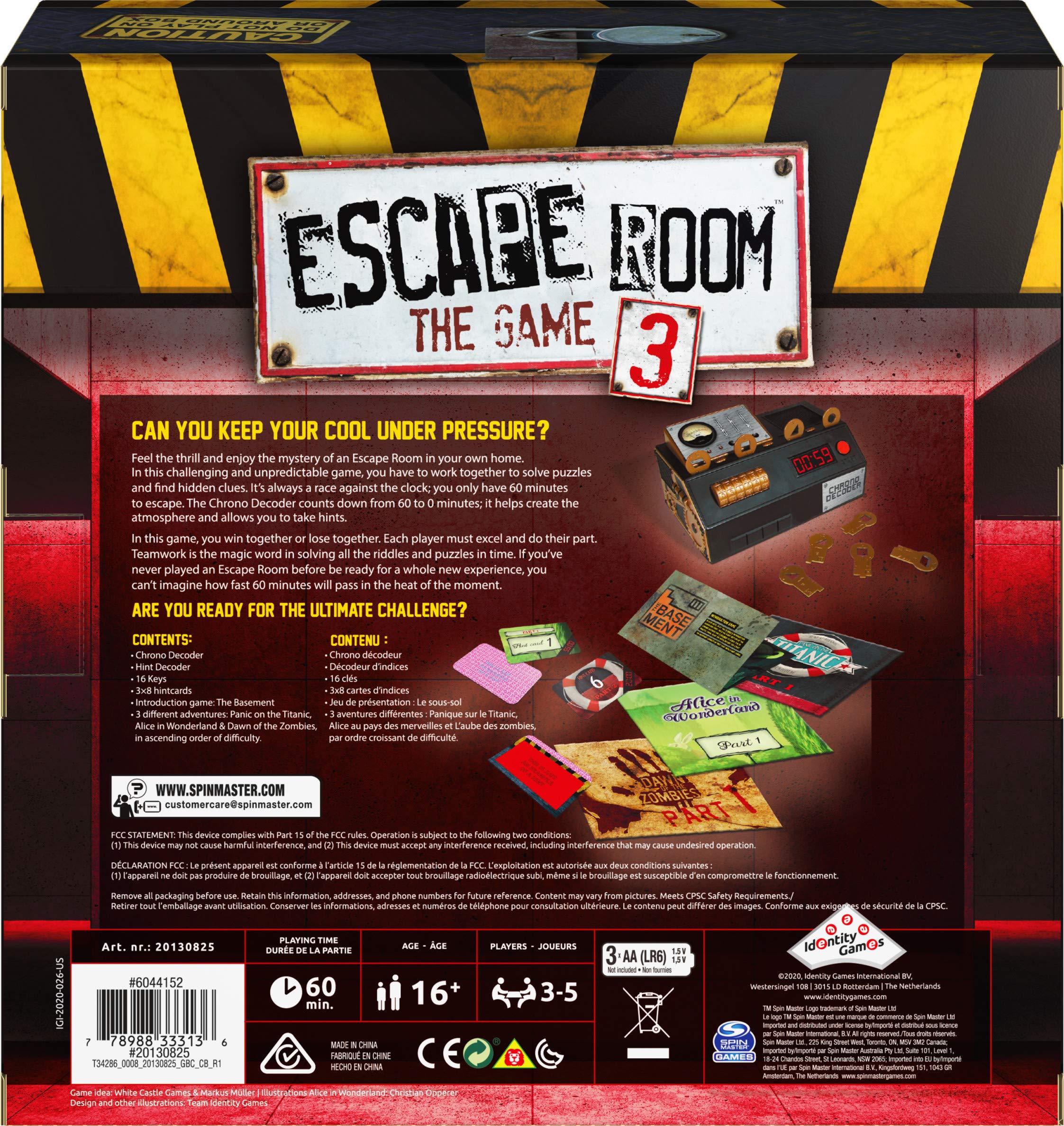 Spin Master Escape Room Version 3 Board Game, for Adults and Kids Ages 16 and up (20130825)