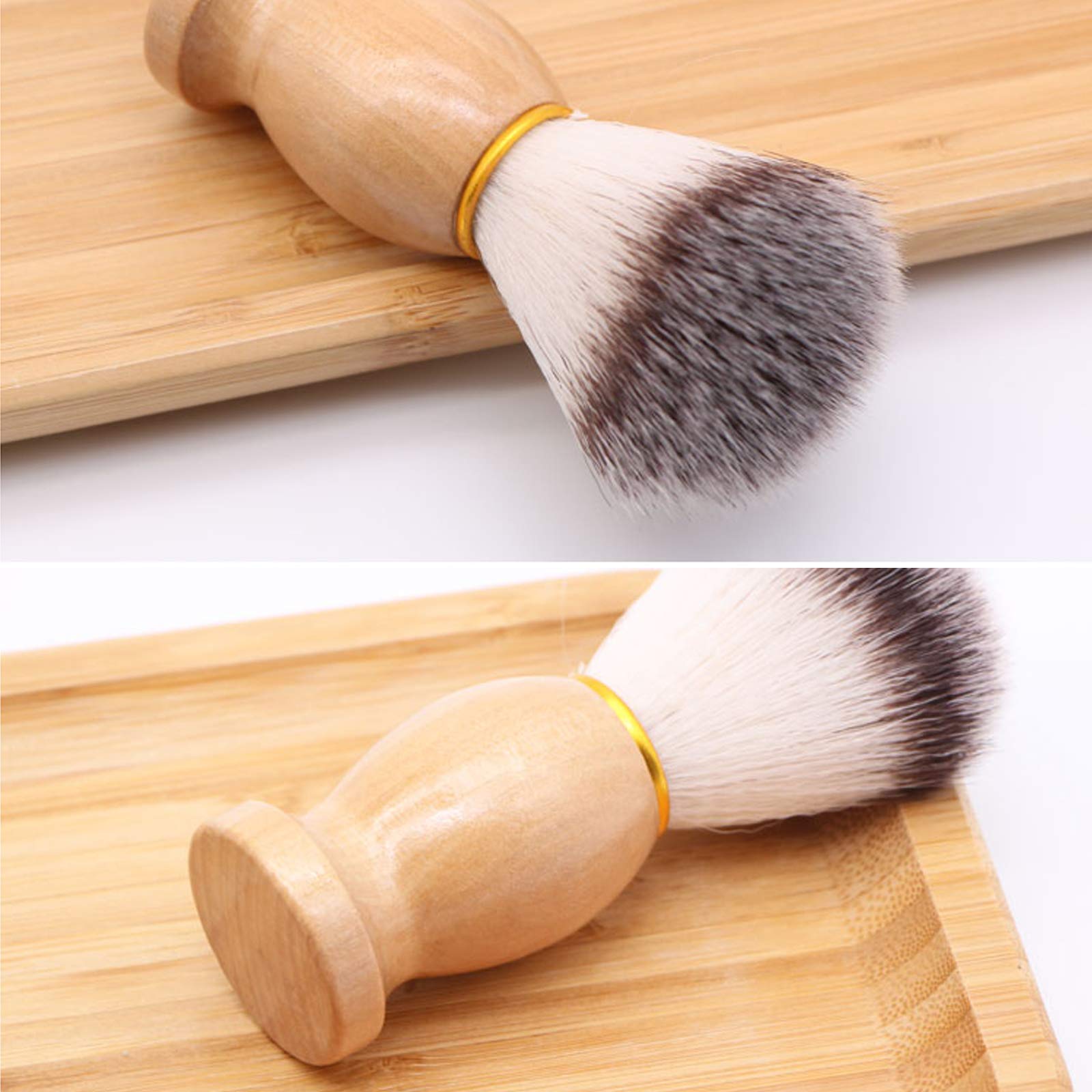 Set of 3, Shave Brush and Shaving Soap Bowl, DaKuan 2 Pcs Wooden Handle Shaving Brushes and Stainless Steel Shaving Mug for Professional Hair Salon Tool