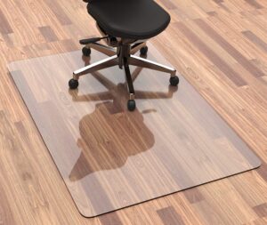 homek office chair mat for hardwood floor, 1/8" thick 48" x 36" crystal clear desk chair mat for hard floors, plastic floor protector mat for office chairs