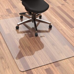 HOMEK Office Chair Mat for Hardwood Floor, 1/8" Thick 48" x 36" Crystal Clear Desk Chair Mat for Hard Floors, Plastic Floor Protector Mat for Office Chairs