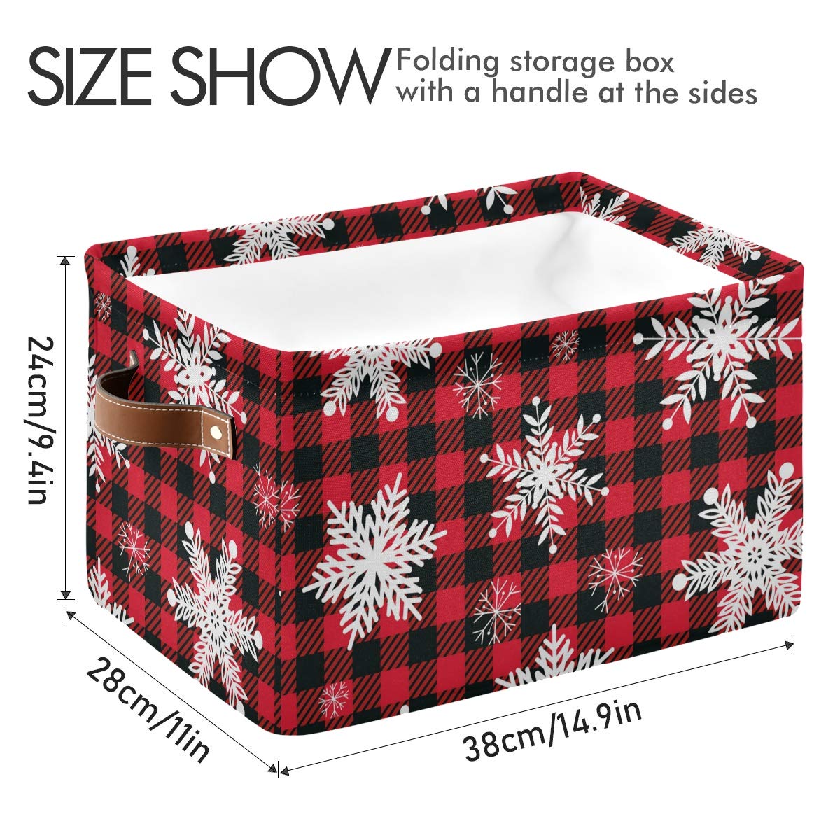 Rectangular Christmas Storage Bin Snowflakes Christmas Basket with Handles - Nursery Storage, Laundry Hamper, Book Bag, Gift Baskets