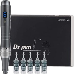 dr.pen ultima m8 microneedling pen professional, wireless micro needling derma auto pen kit for face and body, gifts for men women, w/5pcs 16 pin cartridges 0.25mm