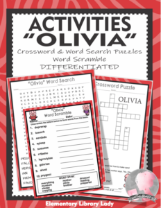 activities: olivia by ian falconer - includes crossword puzzle, word searches, and word scramble