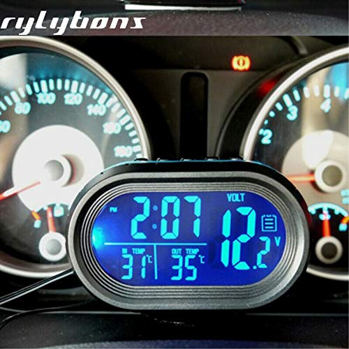 MACHSWON 3 in 1 Car Digital LED Electronic LCD Clock Thermometer Voltmeter