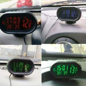 MACHSWON 3 in 1 Car Digital LED Electronic LCD Clock Thermometer Voltmeter